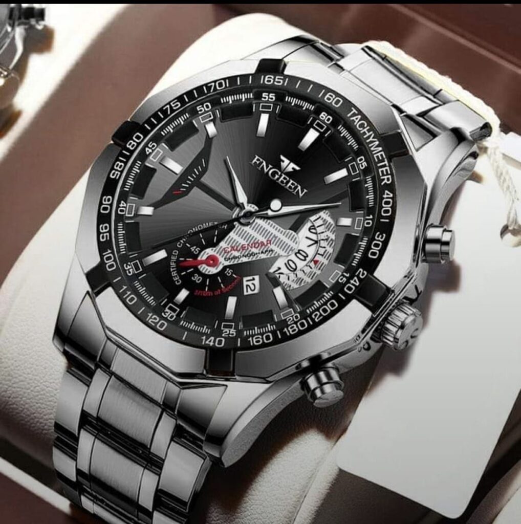 FNGEEN Waterproof Wrist Watch Silver-Black Edition – Daily Glow